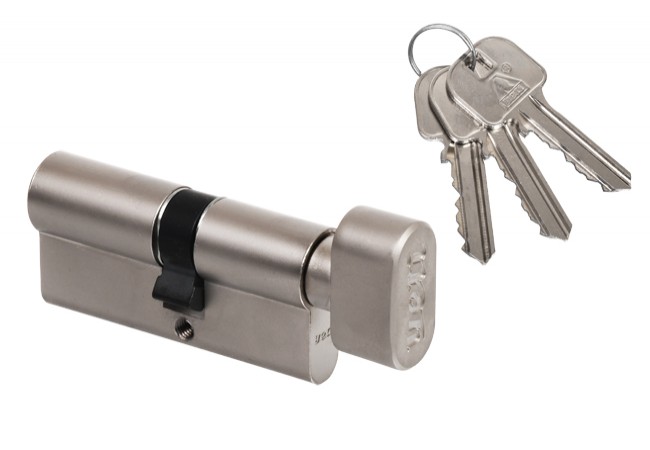 Wkładki bębenkowe Yeti z gałką - klucz nacinany nikiel | SPARTA - Wkładka WY501 35g/50 z gałką ...